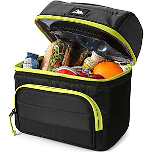 Arctic Zone High Performance Ultimate Secret Insulated Lunch Box Bucket Bag with Leak Proof Food Container and 350g Ice Pack - Black High Performance Ice Pack for Lunch Boxes, Set of 2