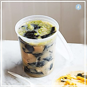 Angel's Peel Lounge Microwavable Translucent Plastic Deli Container and Lid Combo- Stackable, Tamper-Proof BPA-Free Food Storage Containers-Kitchen Storage (Pack of 24) (32 oz)