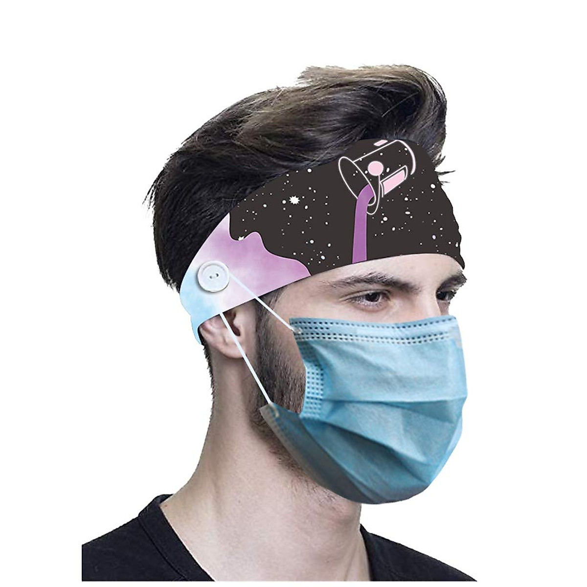 Akabsh Yoga Headbands for Women and Men - Wide Non Slip Design Headband for Running Yoga Fitness Fashion and Other Workouts Headbands with Buttons Running Yoga Elastic Hair Band