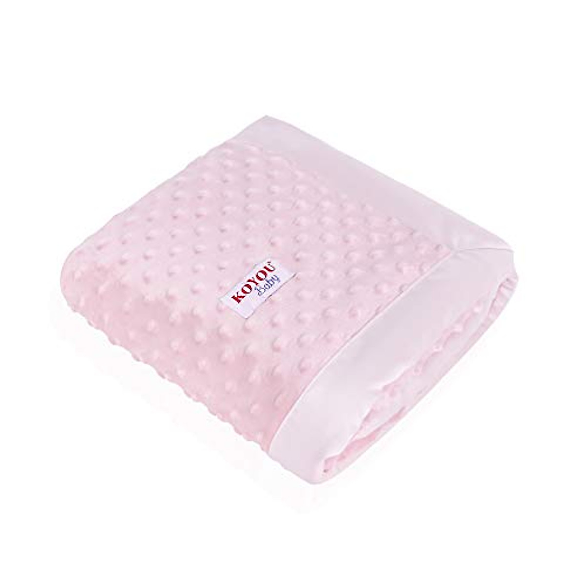 KOYOU Baby Pink Super Soft Minky Plush Reversible Double Layer 30" x 35" Baby Blanket with Dotted Backing and Silky Trim