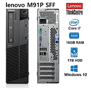 Lenovo Desktop ThinkCentre M91p SFF PC Core i7-2600 3.40GHz 16GB RAM 1TB HDD Windows 10 Pro (Renewed)