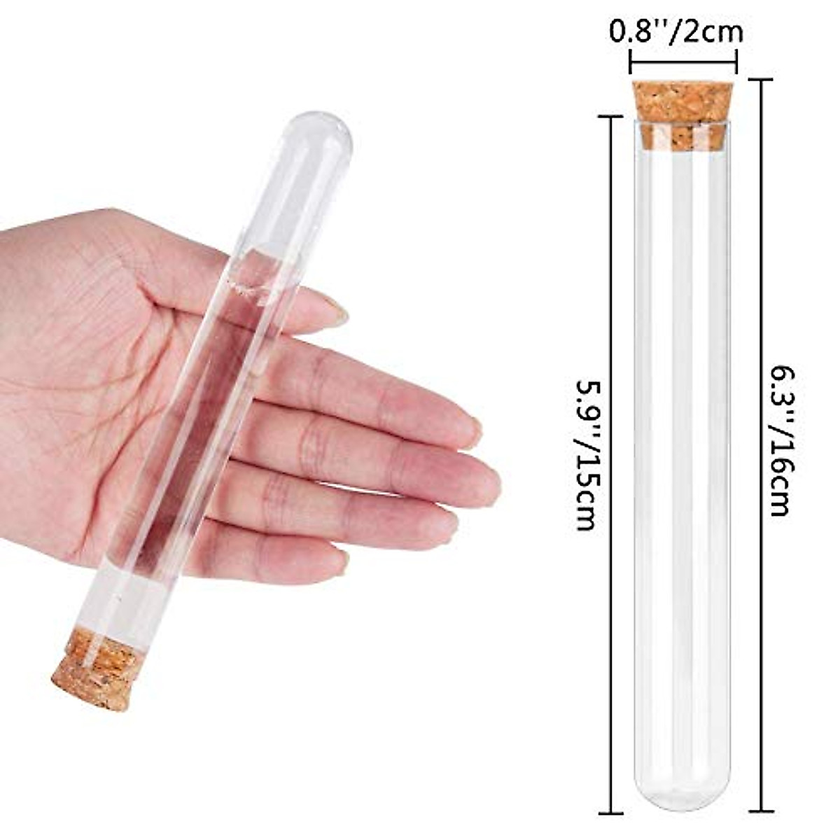 Joyclub 20x150mm 35ml Plastic Test Tubes with Cork Stoppers for Scientific Experiment, Halloween, Christmas, Scientific Themed Kids Birthday Party Supplies, Decorate The House, Candy Storage(30 Pack)