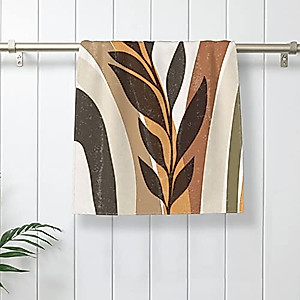 VARUN Cute Boho Leaves Long Hand Towels Abstract Colorful Background Wild Plant Art Design Ultra Soft Towel Absorbent Luxury Towels for Bathroom Hotel Gym and Spa 27.5x15.7in