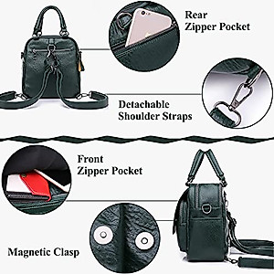 BONVEN Mini Backpack for Women,Small Backpack Purse Shoulder Bag Convertible Backpack Fashion Rucksack for Teen Girls Dark Green