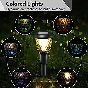 TAILKAT Solar Outdoor Lights, LED Color Changing and RGB Solar Lawn Lights, IP65 Waterproof Garden Pathway Solar Lights, Built-in Polysilicon Panel, Suitable for Porch, Balcony, Garden(6 Pack