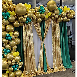 TCBESTO Gold Sequin Backdrop Curtains Glitter Drapes 2FTx8FT 4 Panels for Wedding Birthday Party Decorations Bridal Baby Shower Party Supplies Sparkly Photography Background