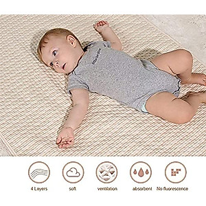 Waterproof Bed Pad Washable and Reusable Underpads 4 Layer Incontinence Mattress Protector 100% Cotton Surface for Children Adults and Pets by Yoofoss
