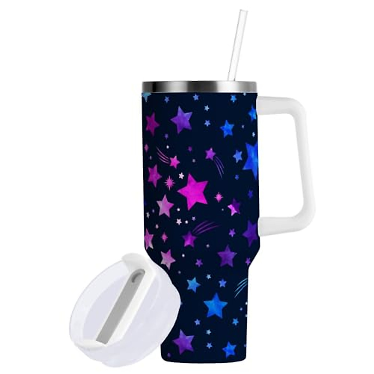 ARGTILDN 40 oz Tumbler Galaxy Starry Sky Insulated Travel Mug with Handle and Straw Lid Stainless Steel Vacuum Coffee Cup Tea Beverage Container Water Bottles for Car Sports office