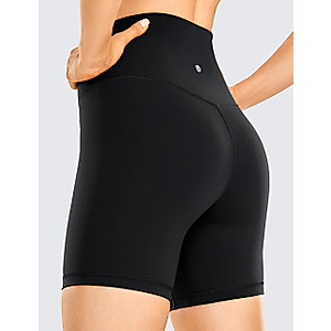 CRZ YOGA Women's Brushed Naked Feeling Biker Shorts 6'' - High Waist Matte Workout Gym Running Spandex Shorts Black Medium