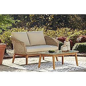 Signature Design by Ashley Crystal Cave Loveseat with Table Set of 2, 0, Beige