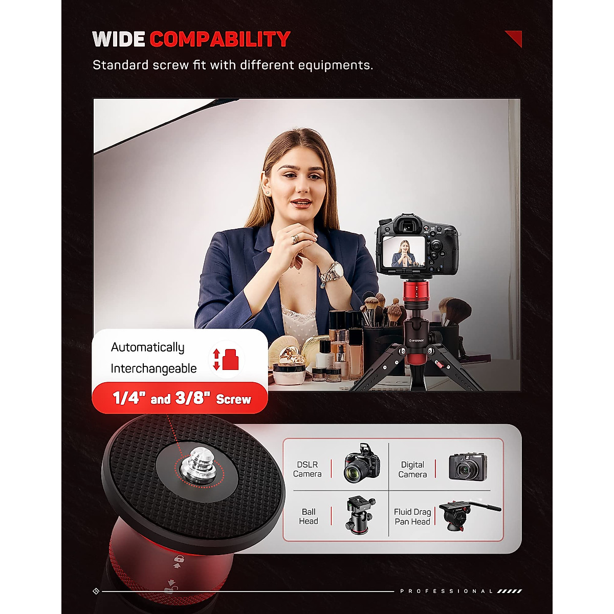 IFOOTAGE Small Tripod, Professional Mini Tripod for Photography, Tabletop Tripod for Photography, Aluminum Heavy Duty, Desktop Tripod Compatible with Sony, Nikon, Canon DSLR Camera, IFOOTAGE Base