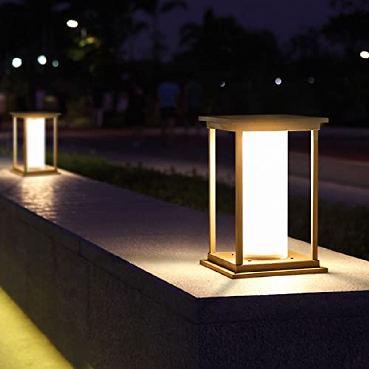 CZLZY Modern Simple Aluminum Square Column Light Solar LED Pillar Lamp Outdoor Post Light Fixtures Waterproof IP65 Courtyard Gate Fence Landscape Light Deck Bollard Light