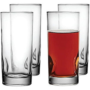 Circleware Bentley Heavy Base Highball Tumbler Drinking Glasses, Set of 6, Home Party Entertainment Beverage Glassware Ice Tea Cups for Water, Juice, Milk, Beer and Kitchen Décor, 15.75oz, Clear