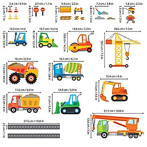 DECOWALL DS-8012 Construction Site Cars Island Kids Wall Stickers Wall Decals Peel and Stick Removable Wall Stickers for Kids Nursery Bedroom Living Room (Small) d?cor