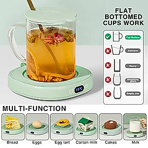 DUHEL Smart Coffee Mug Warmer for Drinks and Food,Candle Warmer Plate,Large Panel Heating Diameter Up to 130mm.Can be Used to Warmer Coffee,Milk,Tea,Cake,Egg Tarts,Candle Etc.(Green)