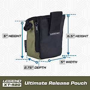 LEGEND - XT520 Quick Release Pouch & Finger Tab Bag (Army Green) | Interior Divider for Better Organization & Storage of Release Aids | Attaches to Standard 2" Belt | Quick Drawstring Closure