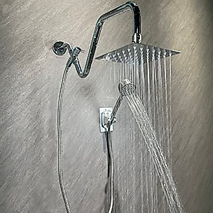 LOHNER 6"All Metal Shower Heads with Handheld,Luxurious Stainless Steel Shower head,Metal Single Setting Handheld,with Extension Shower Arm