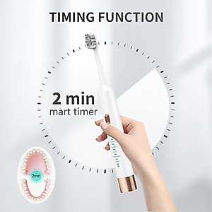 ZXZCTTC 2 Pieces,10 Brush Head High Frequency Electric Toothbrush, IPX7 Waterproof USB Quick Charge, Rechargeable 60 Days(Black/White)