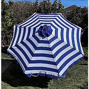 BELLRINO DECRO Royal/White Scalloped Edge Replacement Edge Umbrella Canopy for 9ft 8 Ribs (Canopy Only) C004-8RW-ROYAL