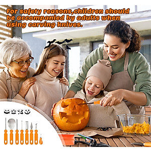 Pumpkin Carving Kit Halloween, 8 PCS Professional Heavy Duty Pumpkin Carving Tools with 4 Pumpkin Carving Stencils,Stainless Steel Pumpkin Carving Tools for Halloween Decoration with Thick Handbag