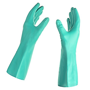 TUSKO PRODUCTS Best Nitrile Rubber Cleaning, Household, Dishwashing Gloves, Latex Free, Vinyl Free, Reusable not Disposable, Extra Small XS, (1 Pair)