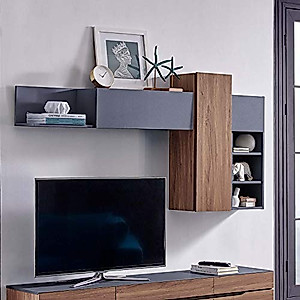 Modway Scope Mid-Century Modern Wall Mounted Shelves, Walnut
