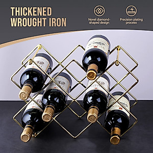 Drincarier 10 Bottle Wine Rack Freestanding Wine Rack,Wine Holder for Red White Wine Storage-Countertop Wine Rack-Metal Tabletop Wine Rack, Gold