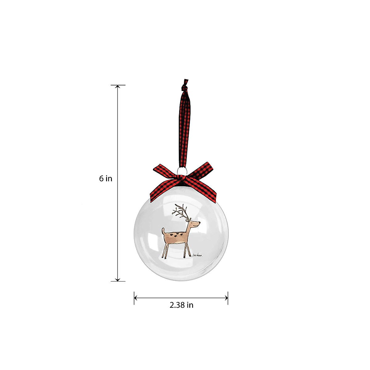 Rae Dunn Christmas Ornaments - Set of 12 Clear Glass Balls with Cute Holiday Designs - 60mm / 2.36 Inch Hanging Decorations for Xmas Tree