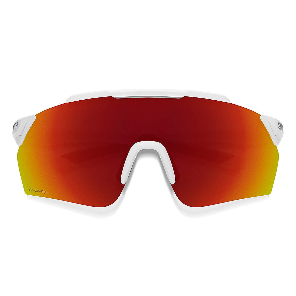 SMITH Ruckus Sunglasses – Shield Lens Performance Sports Sunglasses for Running, Biking, MTB & More – For Men & Women – Matte White + Red ChromaPop Mirror Lens