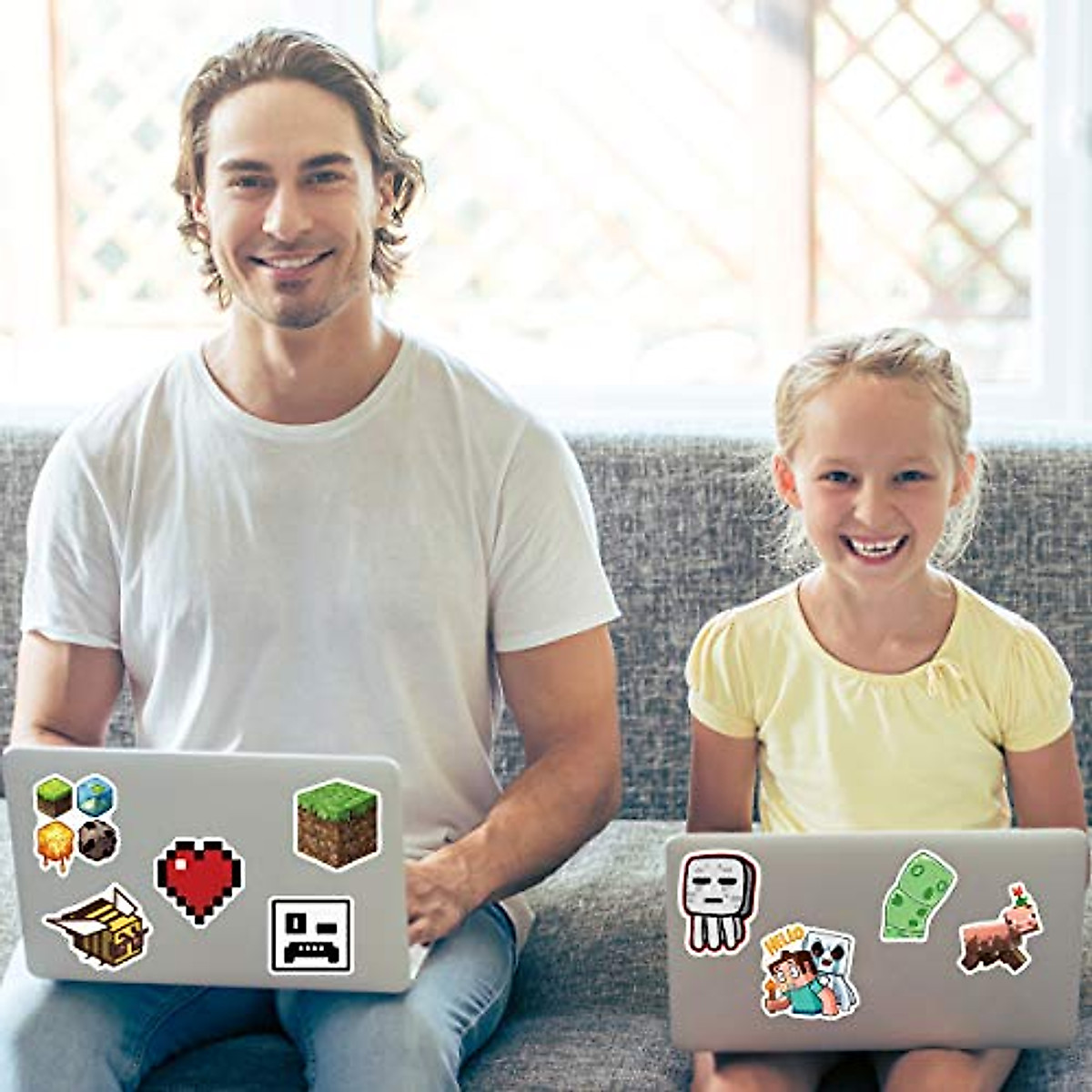 Potota Minecra_ft Stickers| 50 Pack |Vinyl Waterproof Stickers for Laptop,Bumper,Water Bottles,Computer,Phone,Hard hat,Car Stickers and Decals,(Minecra_ft-50)