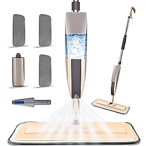 Microfiber Spray Mop for Floor Cleaning, Dry Wet Wood Floor Mop with 3 pcs Washable Pads, Handle Flat Mop with Sprayer for Kitchen Wood Floor Hardwood Laminate Ceramic Tiles Dust