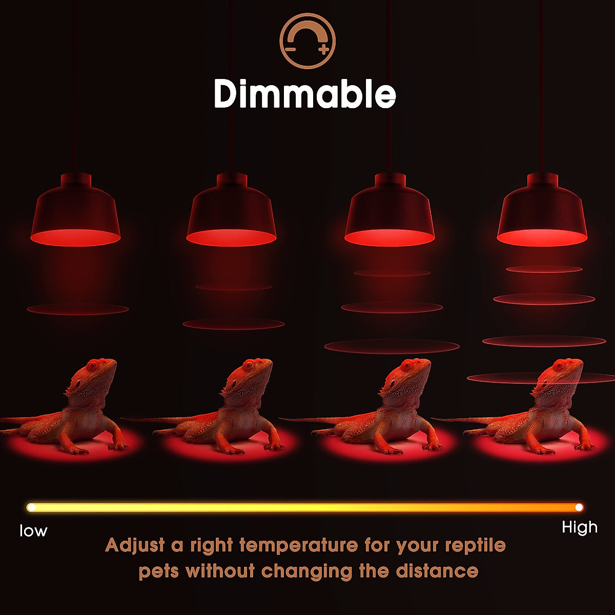 Briignite Reptile Heat Lamp Red, Reptile Night Lamp 50W, G9 Heat Bulb & Dome Reptile Light Fixture, Aluminum Reflector, Dimmable Heat Lamp for Chicken Turtle Snake Gecko Lizard, 1 Pack