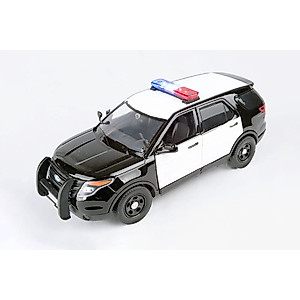 Diecast Car w/Display Case - 2015 Ford Unmarked Police Interceptor Utility w/Lights & Sounds, Black and White - Motor Max 79536-1/24 Scale Diecast Model Toy Car