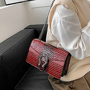 GLOD JORLEE Fashion Chain Straps Crossbody Bag for Women - Tie Dye Satchel Handbags Square Purses Evening Clutch Tote (red)