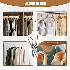 Stainless Steel Clothespins - 2024 New Heavy Duty Long Tail Clips with Hooks, Extra Large Universal Hanging Clips for Clothes, 10 Pack Stainless Steel Metal Clothespins for All Your Drying Needs (10)