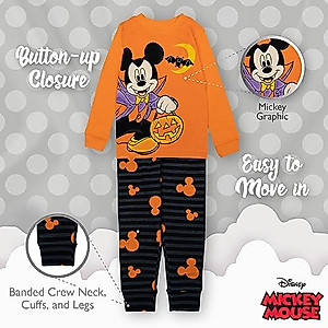 Disney Little Boys' 2-Piece Snug-fit Cotton Holiday Pajama Set, Soft & Cute for Kids, Vampire Mickey