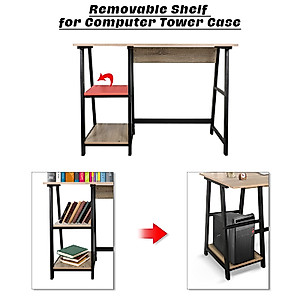 Computer Desk, 40 Inch Home Office Desks with Shelves, Study Desk with 2 Storage Shelves, Laptop Notebook Study Desk for Small Spaces Home Office
