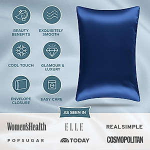 Bare Home 100% Mulberry Silk Pillowcase for Hair and Skin - Ultra Premium 6A Grade 19 Momme Silk Pillow Case - Envelope Enclosure - Breathable Cooling Pillow Cover (Standard, Dark Blue)