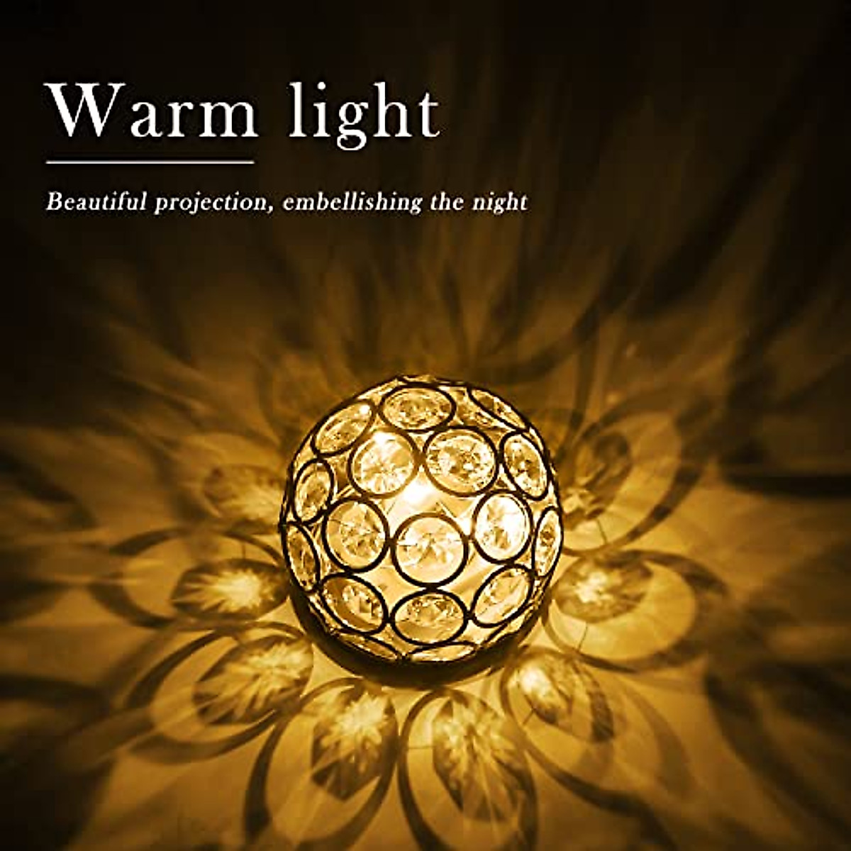 Zipdiz Crystal Ball - Crystal Led Light - Christmas Table Decor - Gold Orbs Decorative Balls - Lighted Christmas Ball - Led Light Christmas Decoration Indoor Use (5" Warm White, Gold)