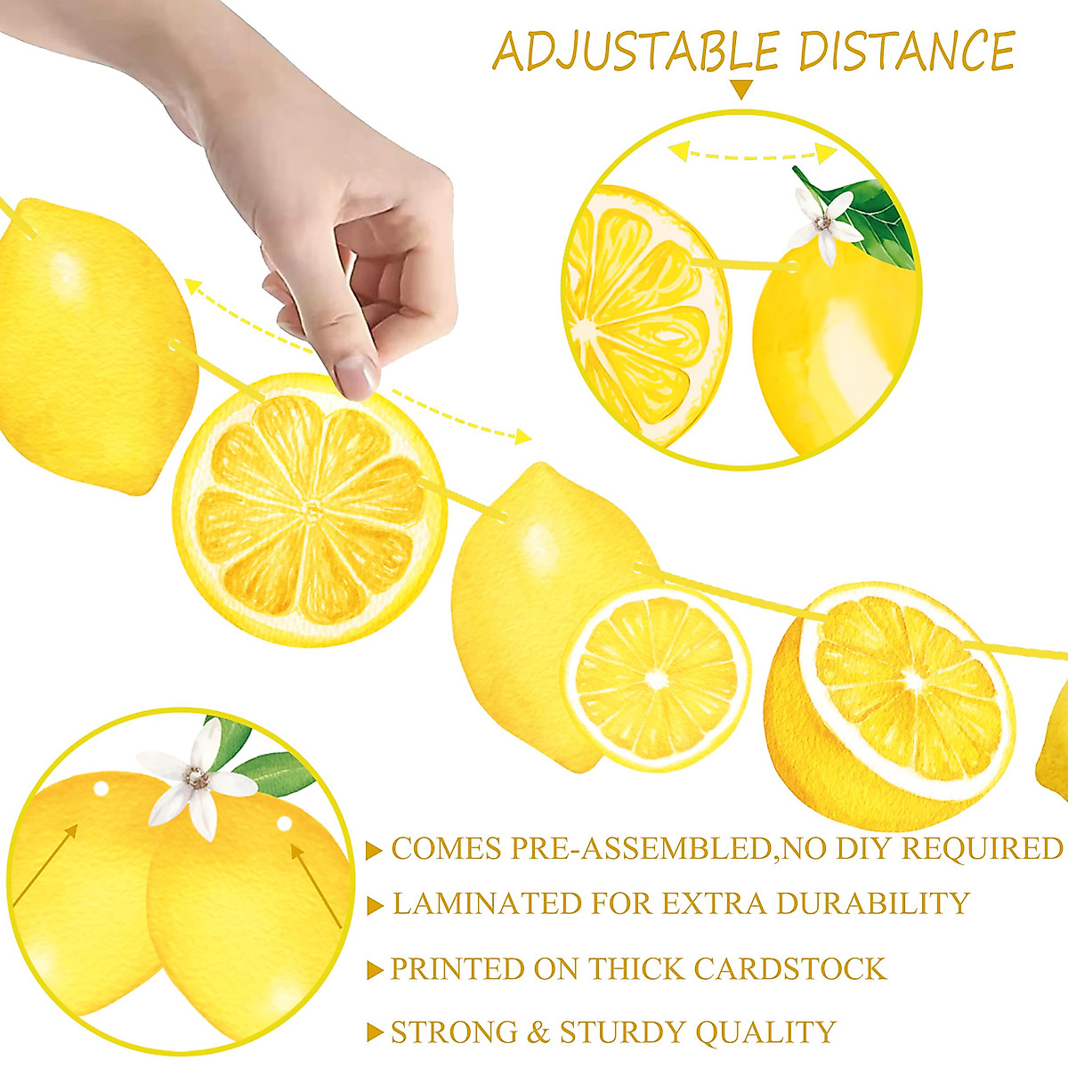 Lemon Happy Birthday Banners Glitter Gold Lemongrass Birthday Party Decorations Yellow Lemon Lemonade Party Decorations for Summer Fruit Birthday Party Lemon Theme Bridal Shower Supplies