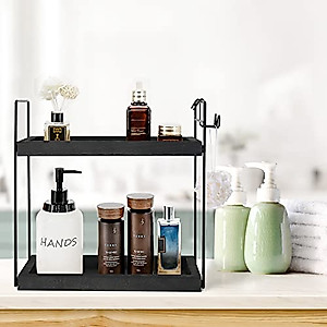 2 Tier Bathroom Counter Organizer, Bathroom Organizer Countertop, Wood Bathroom Counter Trays Vanity Organizer, Bathroom Countertop Organizer Kitchen Organizer for Countertop Coffee Station Organizer…