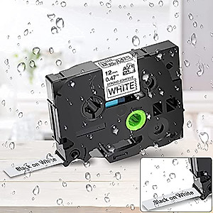 GREENCYCLE 15 Pack Compatible for Brother P Touch TZe-231 AZE 231 TZS231 TZ-S231 1/2" 12mm 0.47 inch Laminated Black on White TZ TZe Label Tapes Used in P Touch PTH110 PT-D200 PTD600 D400