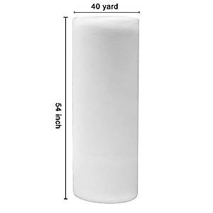 IONTACH White Tulle Fabric Rolls 54 Inch by 40 Yards Fabric Tulle Bolt for Wedding Decorations DIY White Tutu Baby Shower Table Skirt Ceiling Decor Birthday Party Craft Supplies