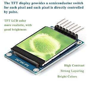 MakerFocus TFT LCD Screen Display 1.3inch TFT LCD Module, 240x240 IPS 65K Full Color 3.3V with SPI Interface ST7789 IC Driver, 51 STM32 Ar duino Routines for DIY