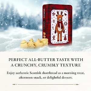 Walker’s Assorted Shortbread Cookies in Festive Shapes - Reindeer Shortbread Cookie Tin (8.8 oz) - Includes Christmas Tree, Bell, Star and Santa Claus Shaped Christmas Cookies in Tin