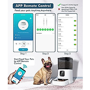 ZOKALEY Automatic Cat Feeders,2.4G WiFi Enabled Programmable Pet Feeder for Dog and Cat,Timed Pet Food Dispenser with Portion Control,APP Remote Control &10s Voice Recorder,B-White