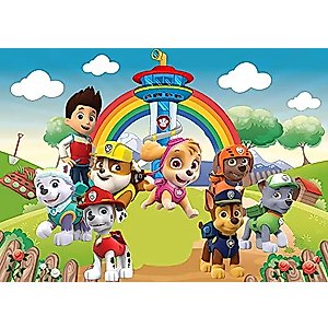Dog Backdrop Rainbow Cartoon Background Kids Party Banner Photography Decortions Props 60x40 in