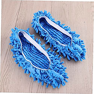 Chenille Socks 6pcs/ 3 Pairs Floor Mops Cleaning Mops Chenille Socks Floor Cleaning Slipper Lazy Mop Slippers Chenille Shoe Cover Detergent Washable Dust Mop Slipper Mop Cap