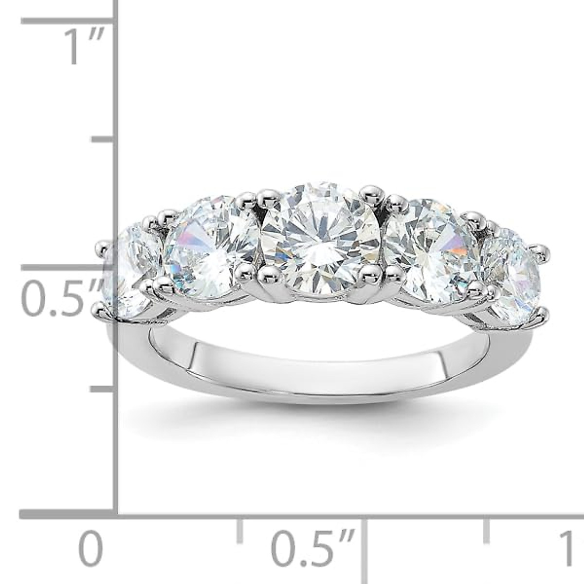 IceCarats 925 Sterling Silver Cubic Zirconia CZ 5 Stone Anniversary Wedding Band Ring Size 7