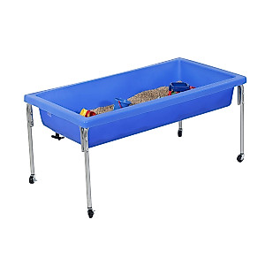 Children's Factory 24" Large Sensory Table, Sandbox with Lid, Water Table for Kids, Blue